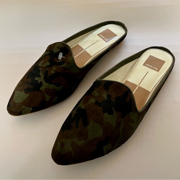 Dolce Vita | Shoes | Dolce Vita Green Camo Cow Hair Real Fur Mules ...